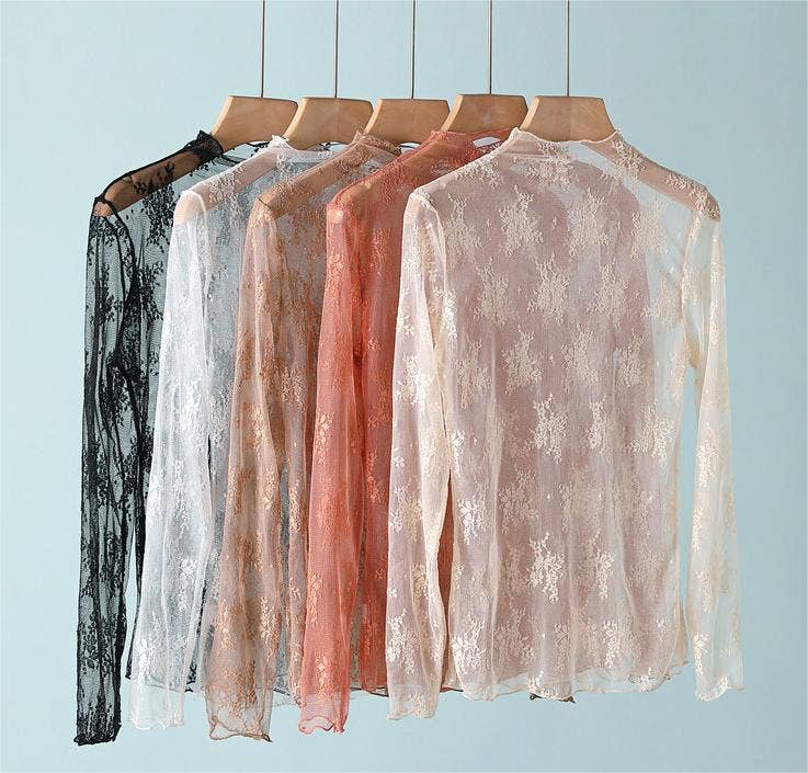 Lace Sheer Mesh Top – The Trendy Closet